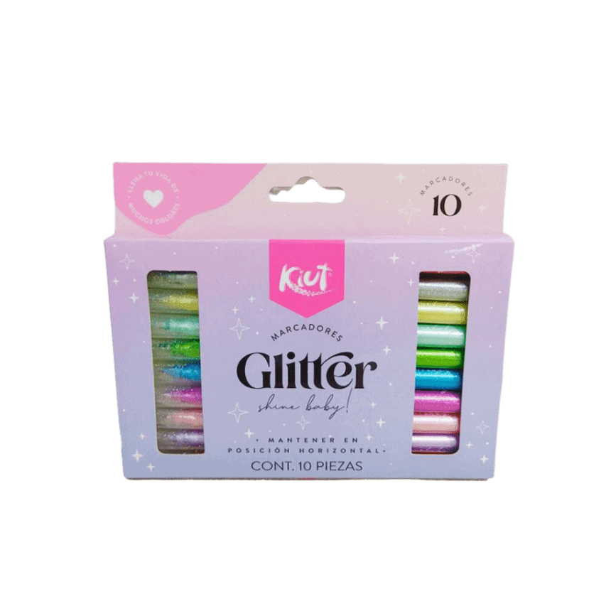 MARCADOR KIUT GLITTER X 10 - Papelería