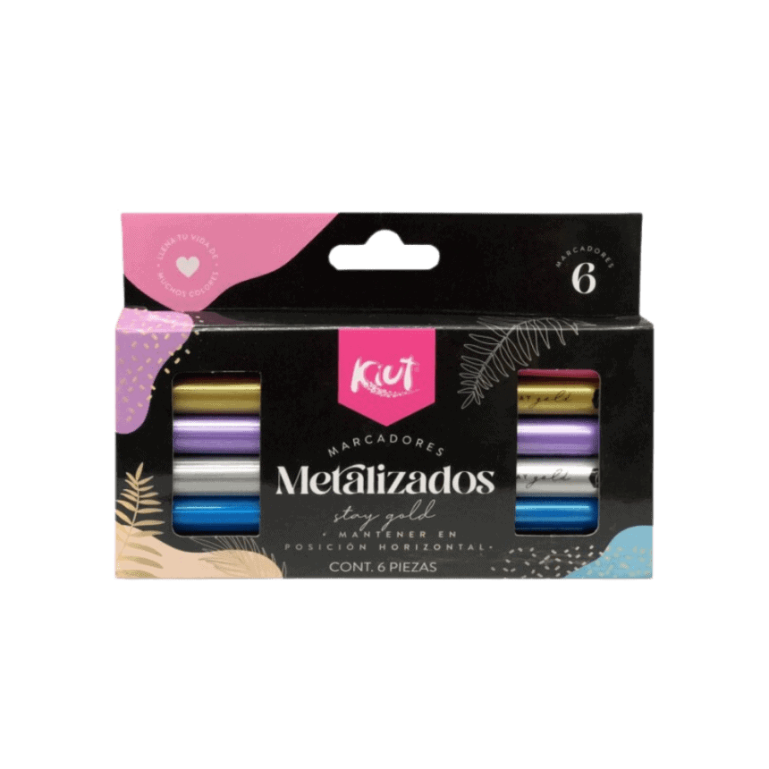 MARCADOR KIUT METALIZADOS PUNTA FINA X 6 - Papelería
